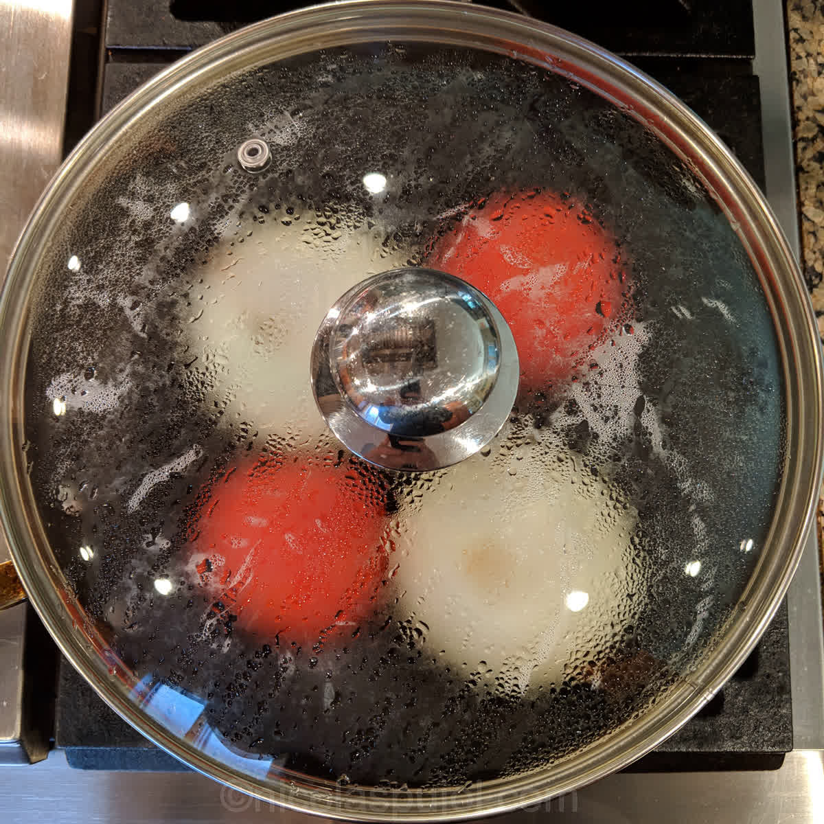 Oil-free steamed tomato, onion with garbanzo beans - Tomato ...